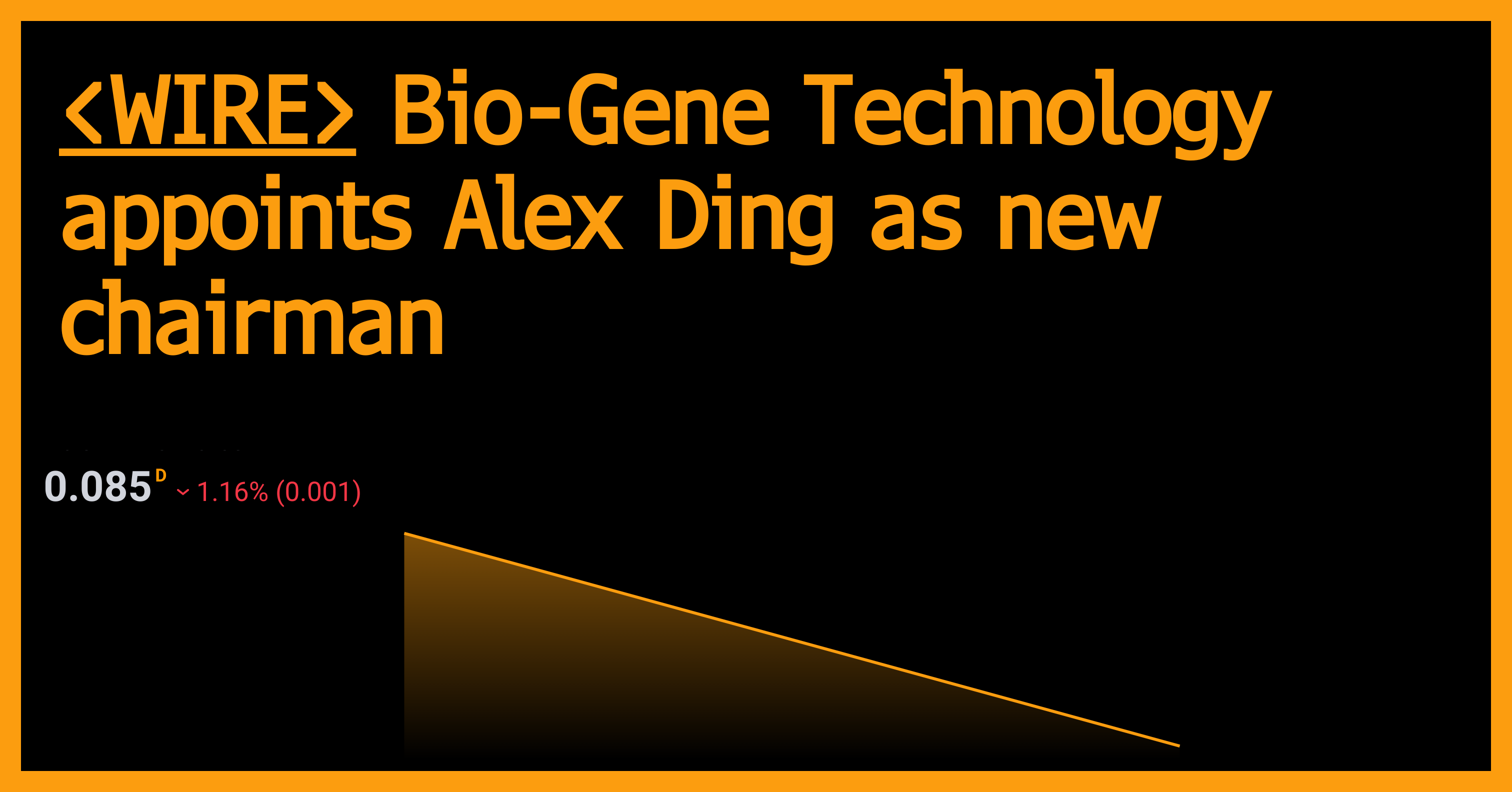 Bio-Gene Technology appoints Alex Ding as new chairman - ASX Spectator